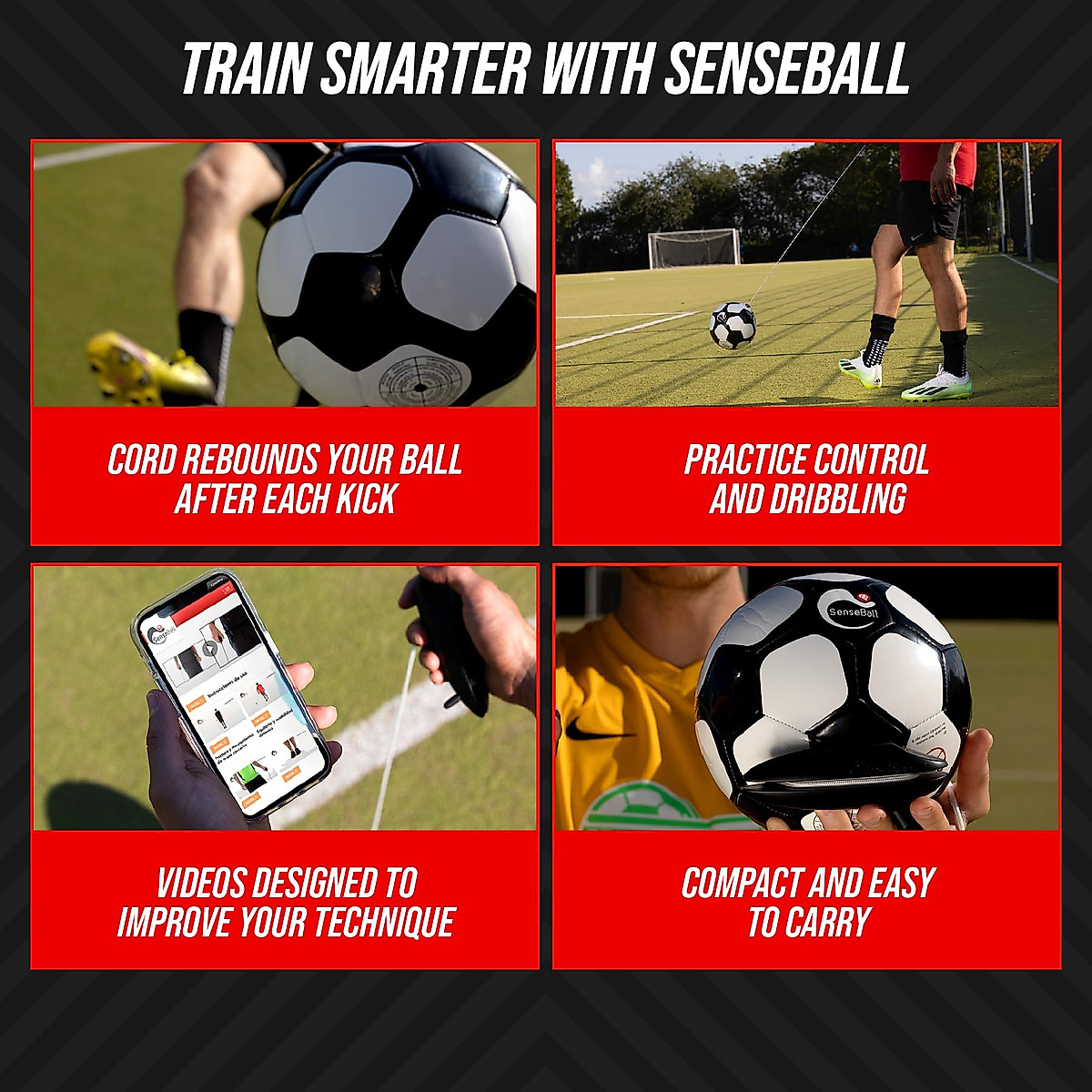 SenseBall Soccer Ball | Training Equipment for Kids | Improve Skills & Control with 50 Exercise Videos & Personal Soccer Coach App