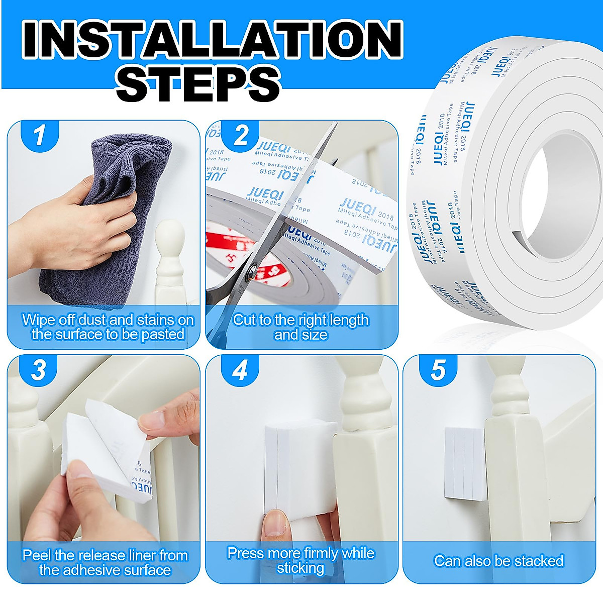 Pangda 3 Rolls Headboard Stoppers for Bed Frame Furniture Bed Stoppers Self Headboard Wall Adhesive Protector Tool Adjustable Anti Shake Pad Soundproof Banging, White