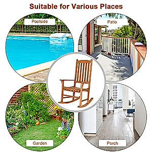 Giantex Set of 2 Porch Rocking Chair Outdoor and Indoor Use, Solid Eucalyptus Wood Rocker with Natural Finish, Front Porch Chairs for Patio Deck Garden, Wooden Rocking Adirondack Chair Set