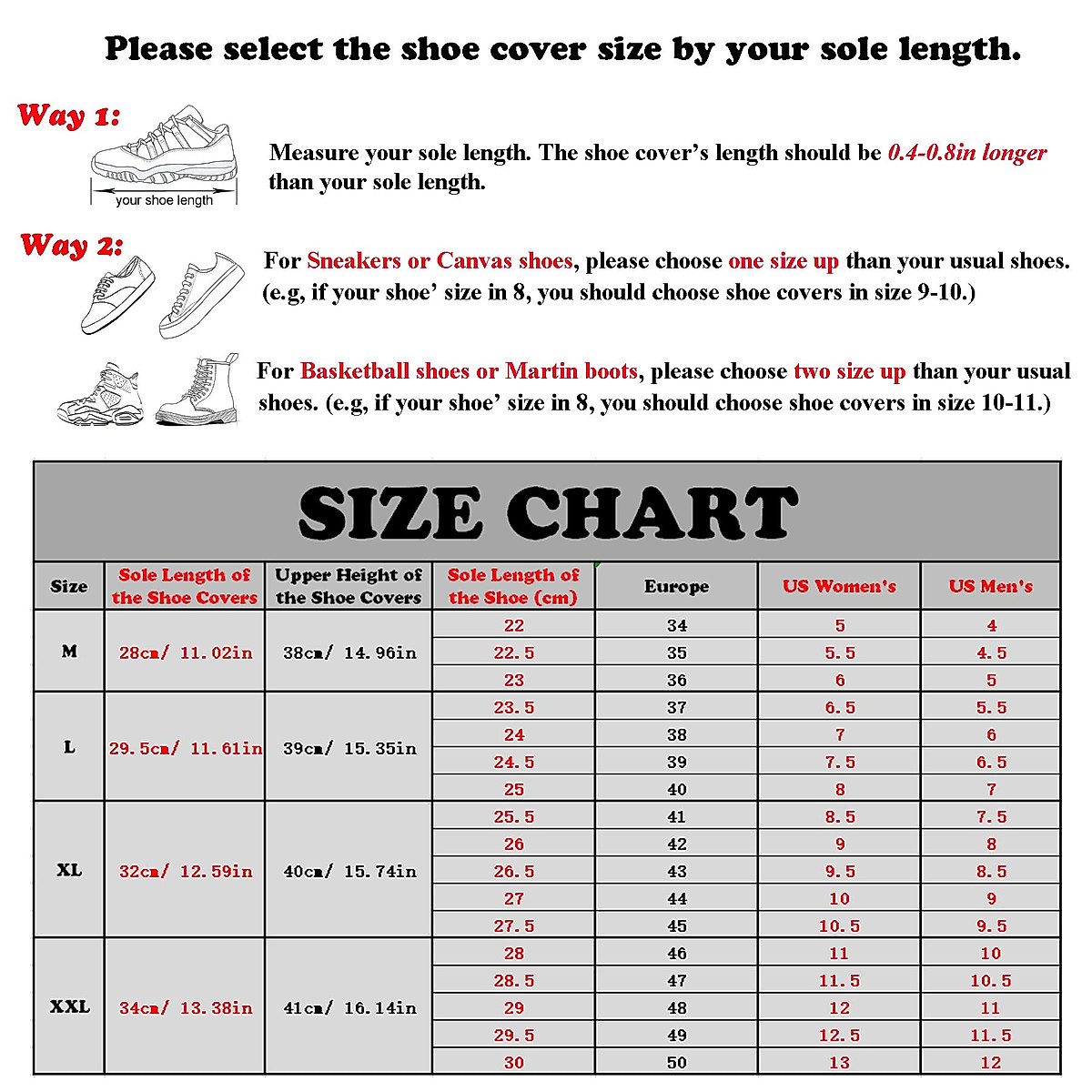 HLKZONE Waterproof Rain Boot Shoes Covers Foldable Reusable Slip Resistant Overshoes with Reflector for Women & Men, XXL, Black