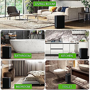 CEROELDA Bathroom Trash Can with Lid-Stainless Steel Step Slim Garbage Can-Metal Wastebasket with Lid-10L/2.6 Gallon Rectangle Pedal Trash Bin for Narrow Office, Kitchen, Bedroom, Toilet (Black)