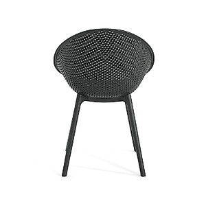 Christopher Knight Home Black Lounge Chairs Set of 2 – Modern Accent Chairs-Resistant Patio Chairs with Mesh Design for Garden, Balcony, or Backyard – Sleek and Comfortable Seating for Outdoor Spaces