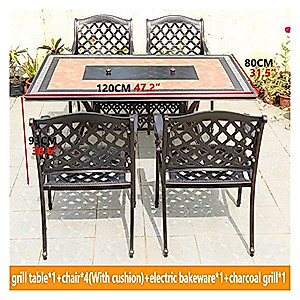 Wood Fire Pits Outdoor Garden Terrace Grill Table Wood Burning Fire Pit, Backyard Patio Outdoor Dining Table and Chair Set, Desktop High Temperature Resistance-Safe