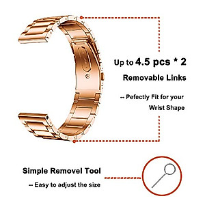 Yeejok Venu 2S Watch Bands, Vivoactive 4S 40mm Bands, 18mm Metal Band + Replacement Quick Released Genuine Leather Strap Compatible for Garmin Vivoactive 3S 39mm Smart Watch Women, Rose Gold+Brown