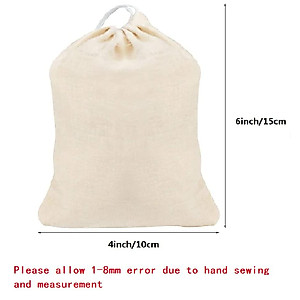 Tayfremn 100Pcs Cotton Drawstring Bags, Reusable Muslin Bag Natural Cotton Bags with Drawstring Produce Bags Bulk Gift Bag Jewelry Pouch for Party Wedding Home Storage, Natural Color (4 x 6 Inches)