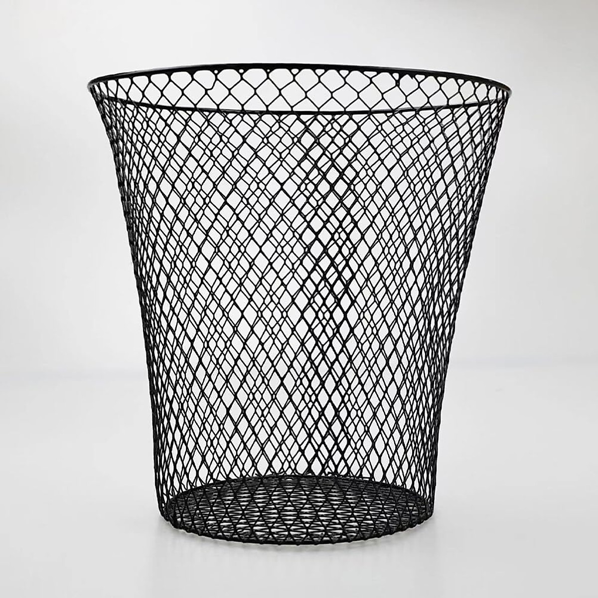 Luxshiny Black Mesh Trash Can - Mesh Office Trash Can Open Metal Wire Wastebaskets Recycling Garbage Container Bin for Office, Home,School