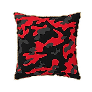 Augenstern Zippered Pillow Protectors Cover Case Camouflage-Red-Camo Decorative Throw Pillow Cover Square Cushion Case 18"X18"
