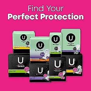 U by Kotex Balance Ultra Thin Overnight Pads with Wings, Extra Heavy Absorbency, 30 Count (Packaging May Vary)