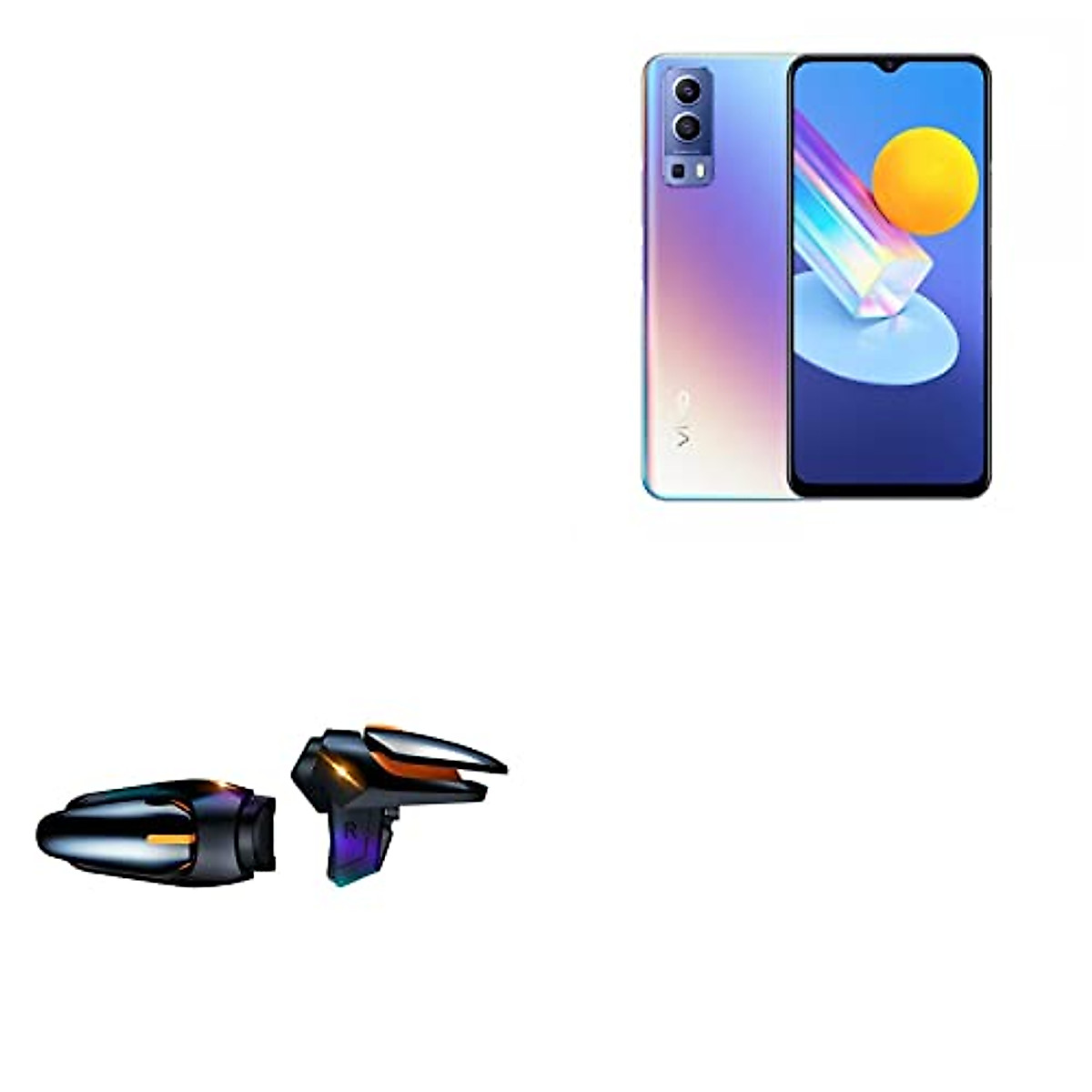 BoxWave Gaming Gear Compatible With vivo Y72 5G - Touchscreen QuickTrigger Auto, Trigger Buttons Autofire Gaming Mobile FPS - Jet Black