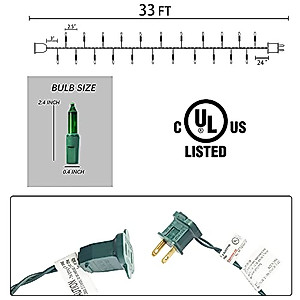 Dazzle Bright Green Christmas Lights with Green Wire, 33FT 150 Count Incandescent Christmas Tree String Lights with UL Certified Christmas Decorations for Indoor Outdoor Xmas Yard Party Decor