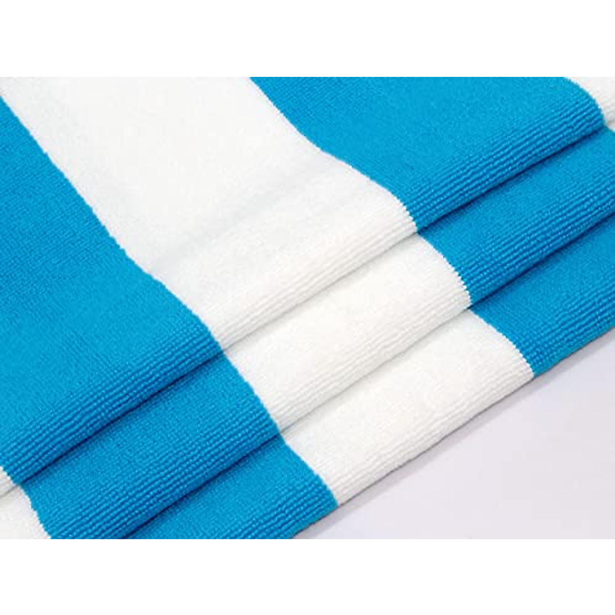 COTTON CRAFT Pool Lounge Chair Cover - 2 Pack - Chaise Beach Picnic Spa Towel - Cabana Stripe - Soft Premium Ringspun Terry Cotton - Oversized - 32 inch Wide x 82 inch Long with 7 inch Pocket – Aqua
