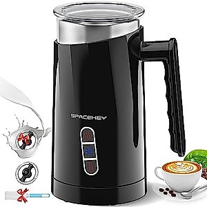 Milk Frother,4-in-1 Electric Frother for Coffee,Spacekey 10.1oz Milk Frother and Steamer,Milk Warmer Heats up to 167℉,Automatic Hot & Cold milk foamer with Buzzer for Latte,Cappuccino,Chocolate Milk