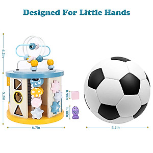 Abellzos Wooden Activity Cube Baby Toys, 11-in-1 Montessori Toy for 3 Year Old, Toddlers Learning Educational Developmental Center, First Birthday Gift for Boys Girls