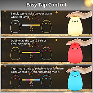 CUTE KITTY NIGHT LIGHT, GoLine Gifts for Women Teen Girls Baby,Night Lights for Kids Bedroom, Cute Christmas Kitty Silicone Nightlights for Children Toddler.(MULTICOLOR LIGHT)