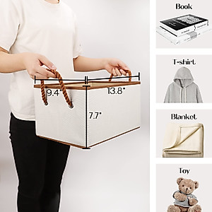 LoforHoney Home Bundle-Storage Bins with Lids Beige XLarge 4-Pack, Storage Bins with Cotton Rope Handles Beige Large 4-Pack