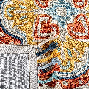 SAFAVIEH Aspen Collection Area Rug - 5' x 8', Beige & Rust, Handmade Boho Braided Tassel Wool, Ideal for High Traffic Areas in Living Room, Bedroom (APN217A)