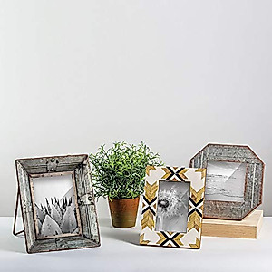 Foreside Home and Garden 4 x 6 inch Southwest Pattern Decorative Wood Picture Frame, 43, White, Brown