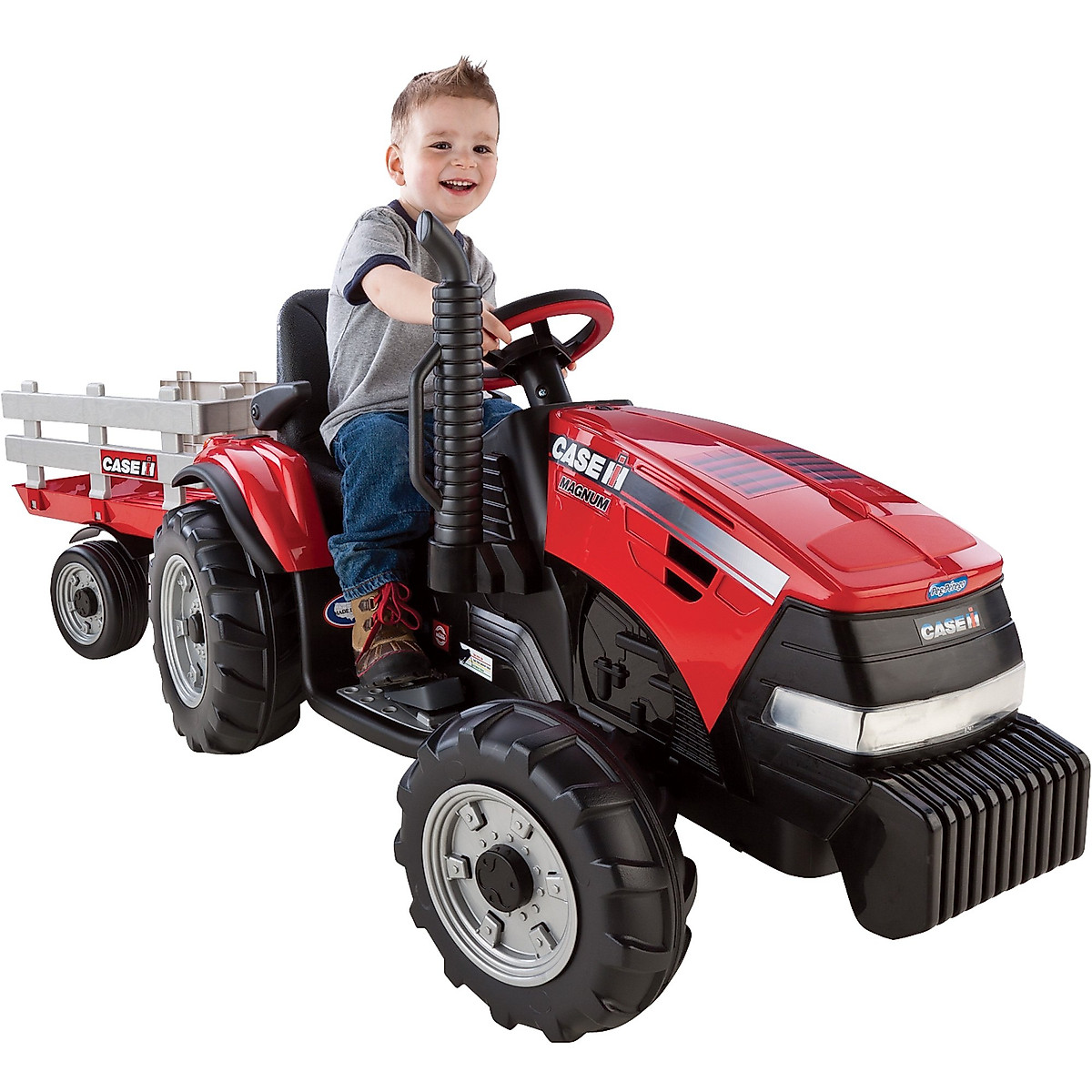Peg Perego Case IH Magnum Tractor and Trailer 12 Volt Ride on, Red