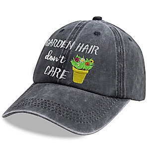 Tacoesha Gardening Gifts for Women, Garden Hair Don’t Care Hat, Adjustable Washed Cotton Embroidered Garden Accessories Baseball Cap, Gifts for Birthday