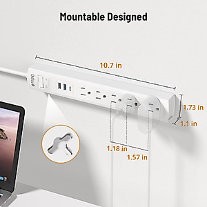 TROND 5 Widely Spaced Outlets with 3 USB Ports(1 USB C)+TROND Bluetooth 5.2 Transmitter Receiver, 2-in-1 Bluetooth Adapter for TV to Airpods or Wireless Headphones, Low Latency