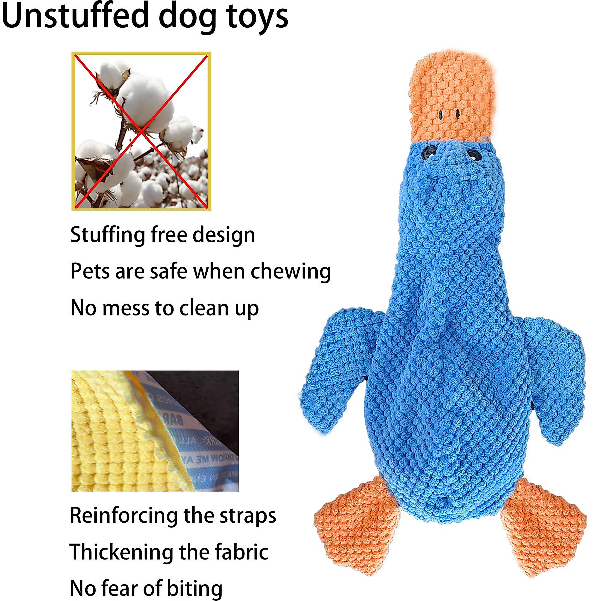AIMETING No Stuffing Dog Toys 3 Pack, Squeaky Dog Toys for Large Dogs, Plush Toys for Aggressive Chewers Small Medium Large Breeds, Puppy Chew Toys for Teething (Pineapple Plaid)