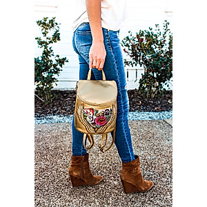 Anuschka Women’s Genuine Leather Backpack - Hand Painted Exterior - Angel Wings