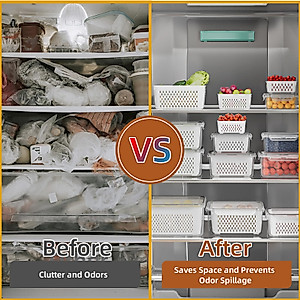 4 Pcs Large Fruit Storage Containers For Fridge, Airtight Food Storage Container with Removable Colanders, BPA-Free, Dishwasher & Microwave Safe, Keep Berry, Fruit, Vegetable, Meat Fresh Longer