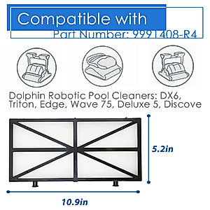 9991408-R4 Pool Filter Replacement Parts Compatible with Dolphin Robotic Pool Cleaners DX6, Triton, Edge, Wave 75, Deluxe 5, Prowler 830, DX5+S, Deluxe 5, Deluxe 4 Part Number: 9991408-R4 4 Pack