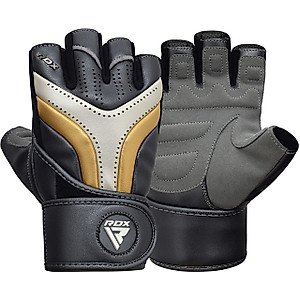 RDX Weight Lifting Gloves for Gym Workout, Long Wrist Support Strap with Padded Palm Protection, Great Grip for Powerlifting, Men Women Strength Training, Fitness Bodybuilding, Weightlifting Exercise