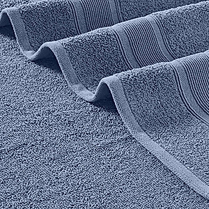 Modern Threads Capri 6-Piece Reversible Yarn Dyed Jacquard Towel Set - Bath Towels, Hand Towels, & Washcloths - Super Absorbent & Quick Dry - 100% Combed Cotton, Denim