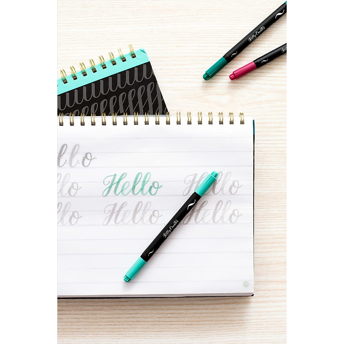 Kelly Creates Dual Tip Brush Pens, 10 Pack, American Crafts, Fine Tip, Large Tip, Lettering, Calligraphy, Coloring, Drawing, Multicolor, Brush Markers