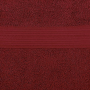 Amazon Basics 6-Piece Fade Resistant Bath towel, Hand and Washcloth Set - Crimson, 14.25" L x 10.85" W