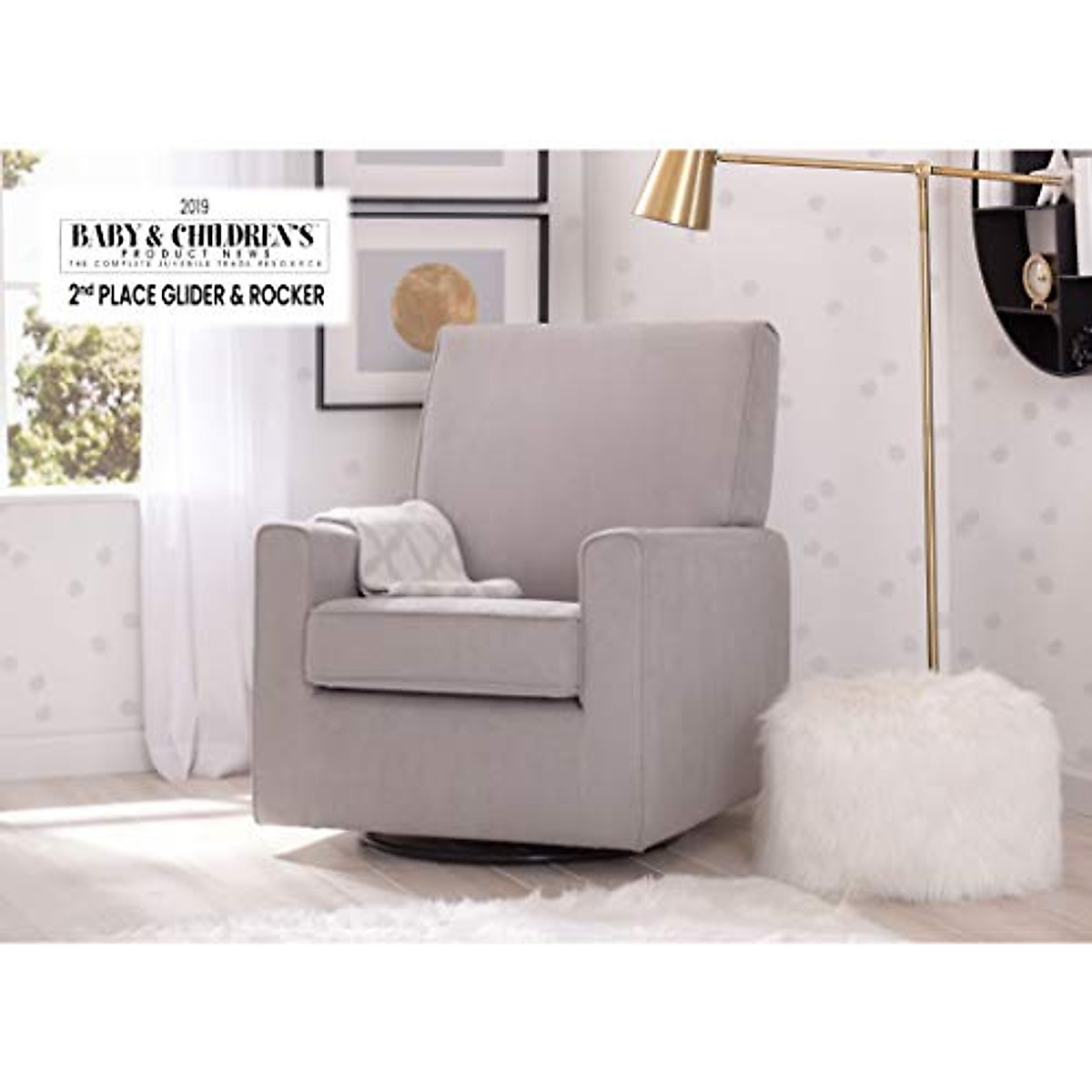Delta Children Ava Nursery Glider Swivel Rocker Chair, Dove Grey