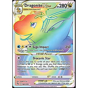 Dragonite Vstar 081/078 - Pokemon Go - Full Art - Secret Rare Card - Rainbow