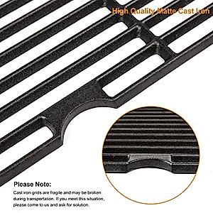 Hisencn Grill Grates Replacement for DGF510SBP, DGF510SSP, DGF510SSP-D, Uniflame GBC1059WB, GBC1059WE-C, Cast Iron Cooking Grid For Backyard Grill BY12-084-029-98 and Other Gas Grill Models, 16 1/4 in