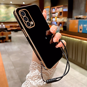 for OnePlus Nord N200 5G Case, N200 Phone Case for Women Electroplating Cute Luxury Bling Aesthetic Trendy Pretty, Full Camera Soft TPU Protection Shockproof Cover for OnePlus Nord N200 5G (Black)