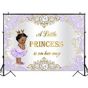 Mehofoto Purple Princess Baby Shower Backdrop Royal Silver Purple Photography Background 7x5ft Vinyl Royal Princess Baby Shower Party Banner Decoration