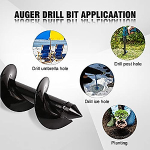 Auger Drill Bit 3" X 10" Flower Bulb Auger Rust Earth Auger Bit Auger Spiral Drill Bit for Planting Bedding Bulbs Seedlings Post or Umbrella Hole Digger for Hex Drive Drill Garden Grass Plug Plant