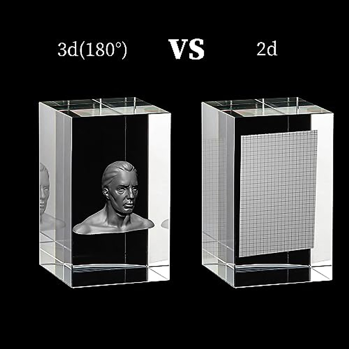 Snclriao 3D Crystal Photo, Custom Gifts for Man Women Him Her Couple, Personalized Picture in Crystal, Customized Laser Etched Glass Cube Gift for Birthday Anniversary Wedding, Rectangle