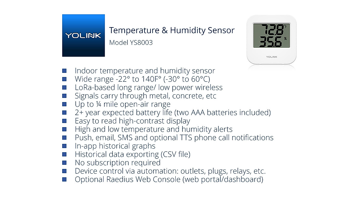YoLink Smart Temperature Humidity Sensor for Alexa