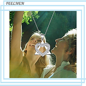 FEELMEM Adoption Jewelry Intertwined Heart and Triangle Adoption Symbol Charm Necklace Gotcha Day Adoption Gift