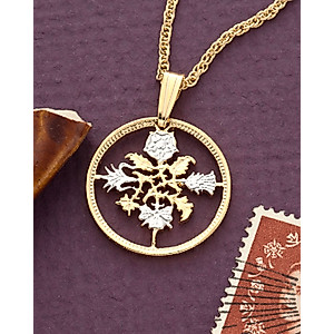 The Difference World Coin Jewelry Great Britain Pendant & Necklace, British Six Pence Hand Cut
