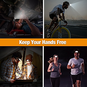 EverBrite Hat Lights Clip On Rechargeable Headlamp with Motion Sensor, 3 Models LED 180° Adjustable Head Lamp to Wear and Clip for Hard Hats, Outdoor Headlight with Red Light for Running, Camping