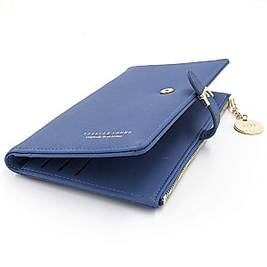 Valentoria Womens Long Wallet Wallet ClutchPurse Handbag Zipper Wristlet Pocket Card Holder (Denim Blue)