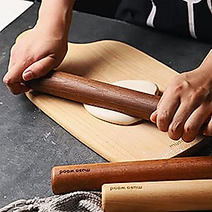 Muso Wood Small Rolling Pin for Baking,Wooden Rolling Pin 11 inches for Fondant, Pie Crust, Cookie, Pastry, Dough-Easy to Clean(Walnut)