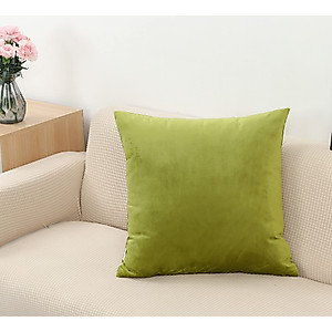 TangDepot Set of 2 Velvet Throw Pillow Covers, Super Soft, Euro Pillowcases - (24x24 Inch 2 Pieces, G01 Olive Green)