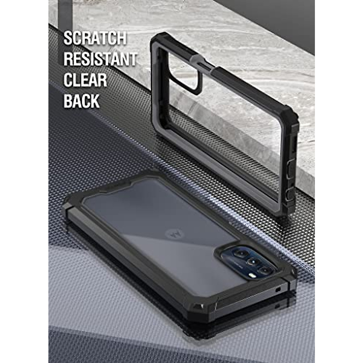 Poetic Guardian Case for Motorola Moto G 5G 6.5" (2022), [6FT Mil-Grade Drop Tested] Full-Body Hybrid Shockproof Bumper Cover with Built-in Screen Protector, Black/Clear