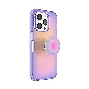 PopSockets iPhone 14 Pro Case with Phone Grip and Slide Compatible with MagSafe, Wireless Charging Compatible- Aura