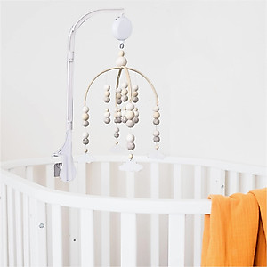 Nursery Mobile Crib with Music Box and Crib Mobile Arm, Baby Mobile for Crib, Handmade Felt Ball Mobile, Boho Nursery Decor for Baby Boys Girls Kids, Baby Shower Photography Props