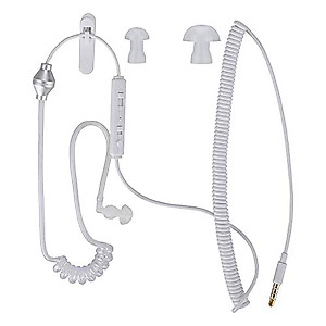 Hakeeta Single Earbud, Ear-Hook Earphone, Wired Earpiece, with Microphone, 1.2M, Spiral air Transparent Tube, in Ear, Lightweight, Monaural, Comfortable, 3.5mm, for Security Sport Hotels